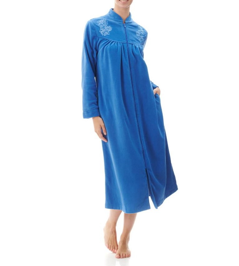 Givoni Amiral Violet Long Gown with Zip Front - Womens Sleepwear ...